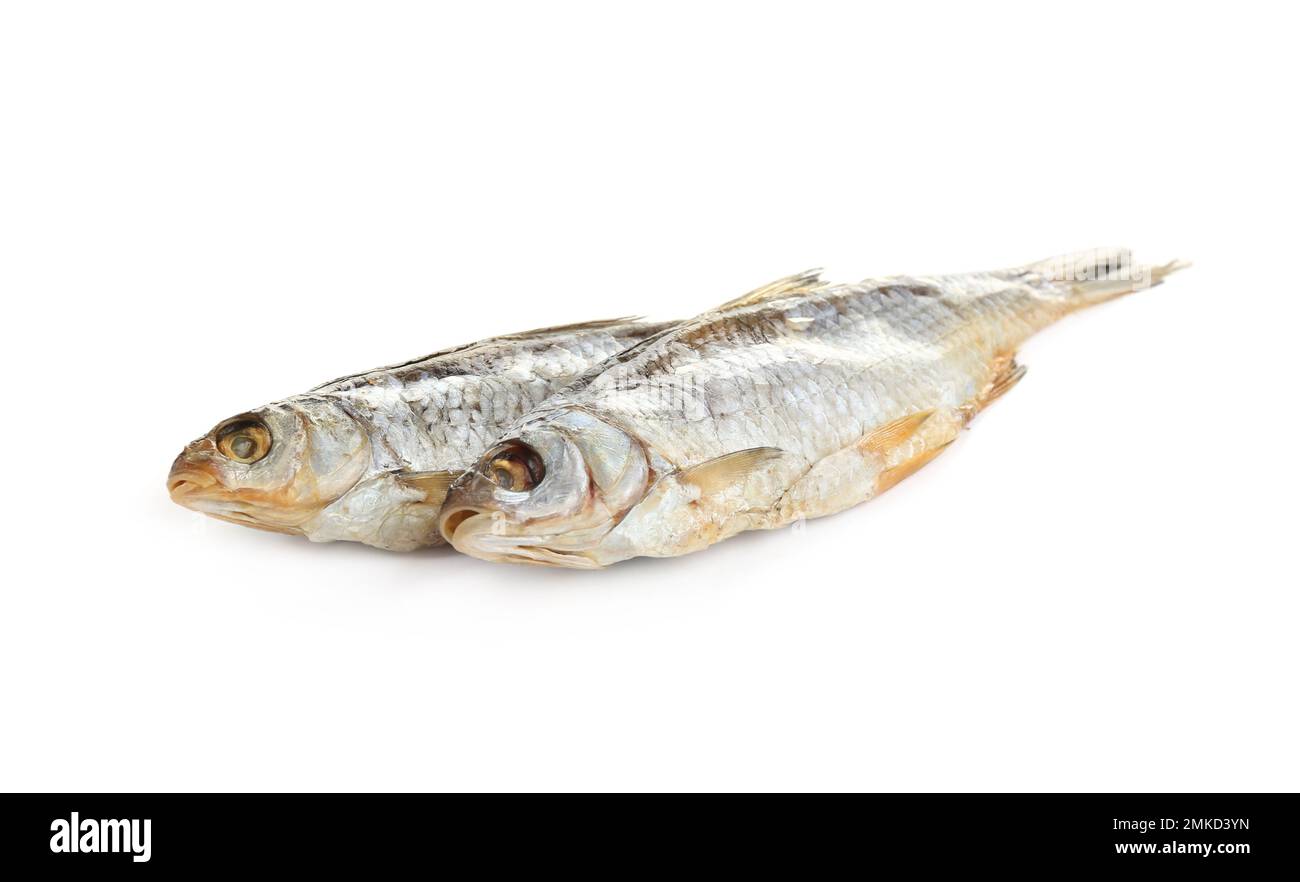 Tasty dried fish isolated on white. Seafood Stock Photo - Alamy