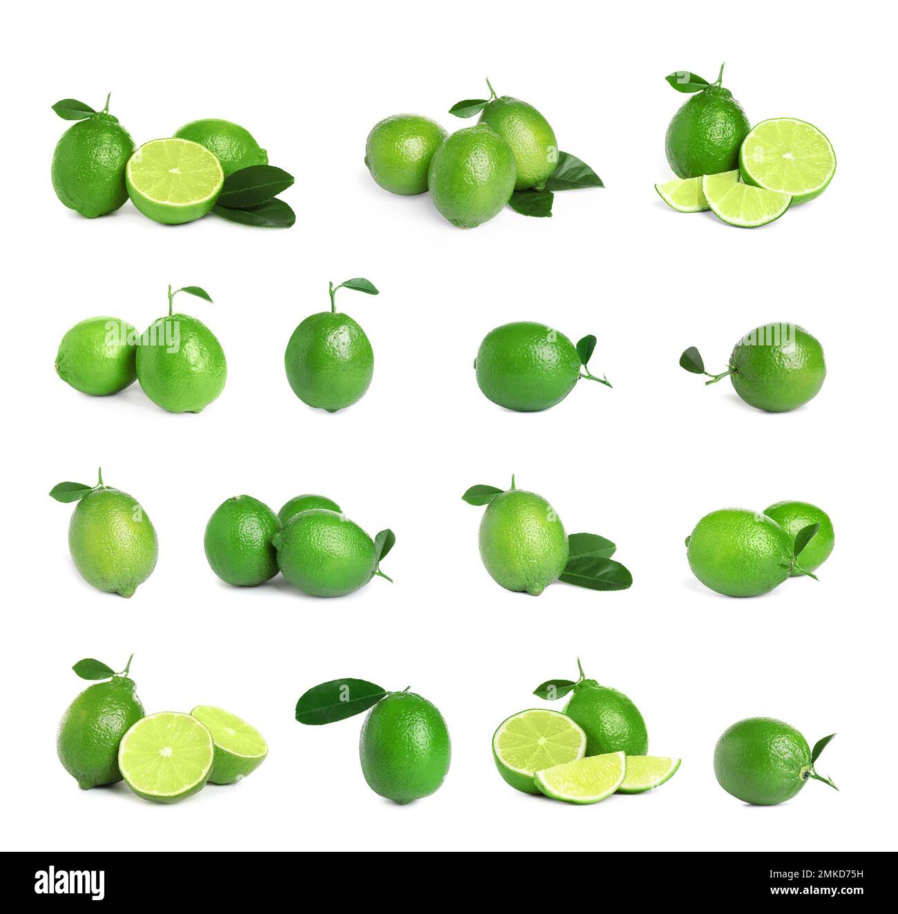 Set of fresh ripe limes on white background Stock Photo - Alamy