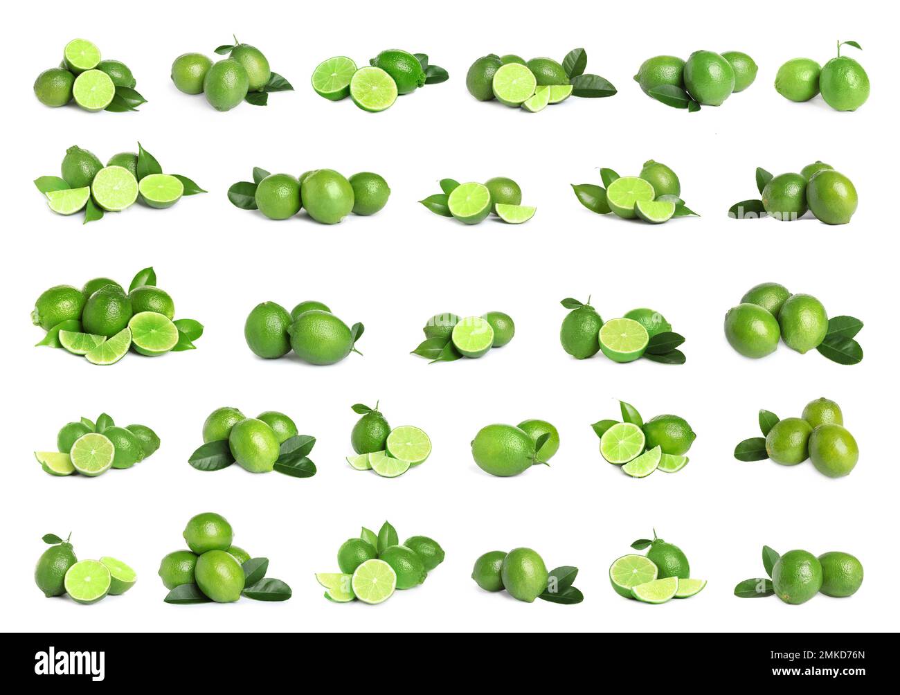 Set of fresh ripe limes on white background Stock Photo - Alamy