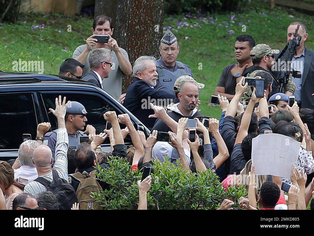 Brazil's Former President Luiz Inacio Lula da Silva attend the wake of ...