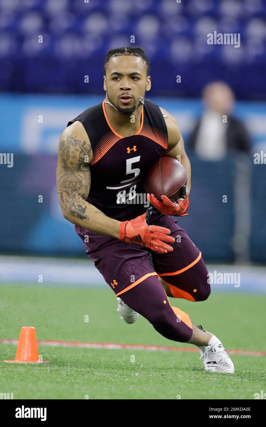 Washington running back Myles Gaskin runs a drill during the NFL ...