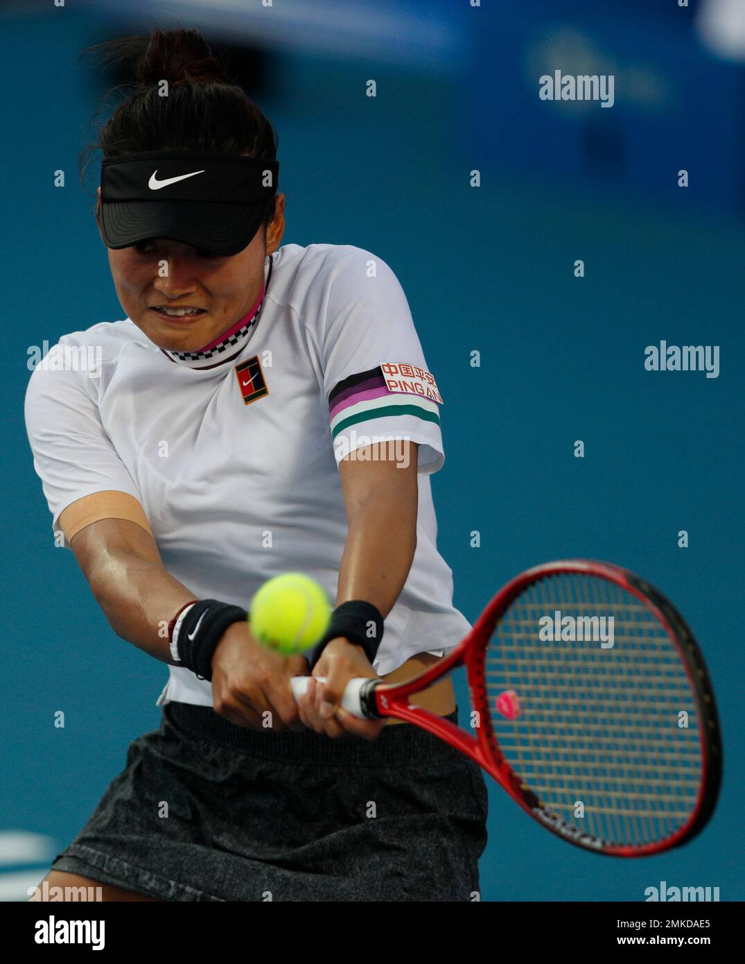 China's Yafan Wang plays a ball in her Mexican Tennis Open semifinal ...