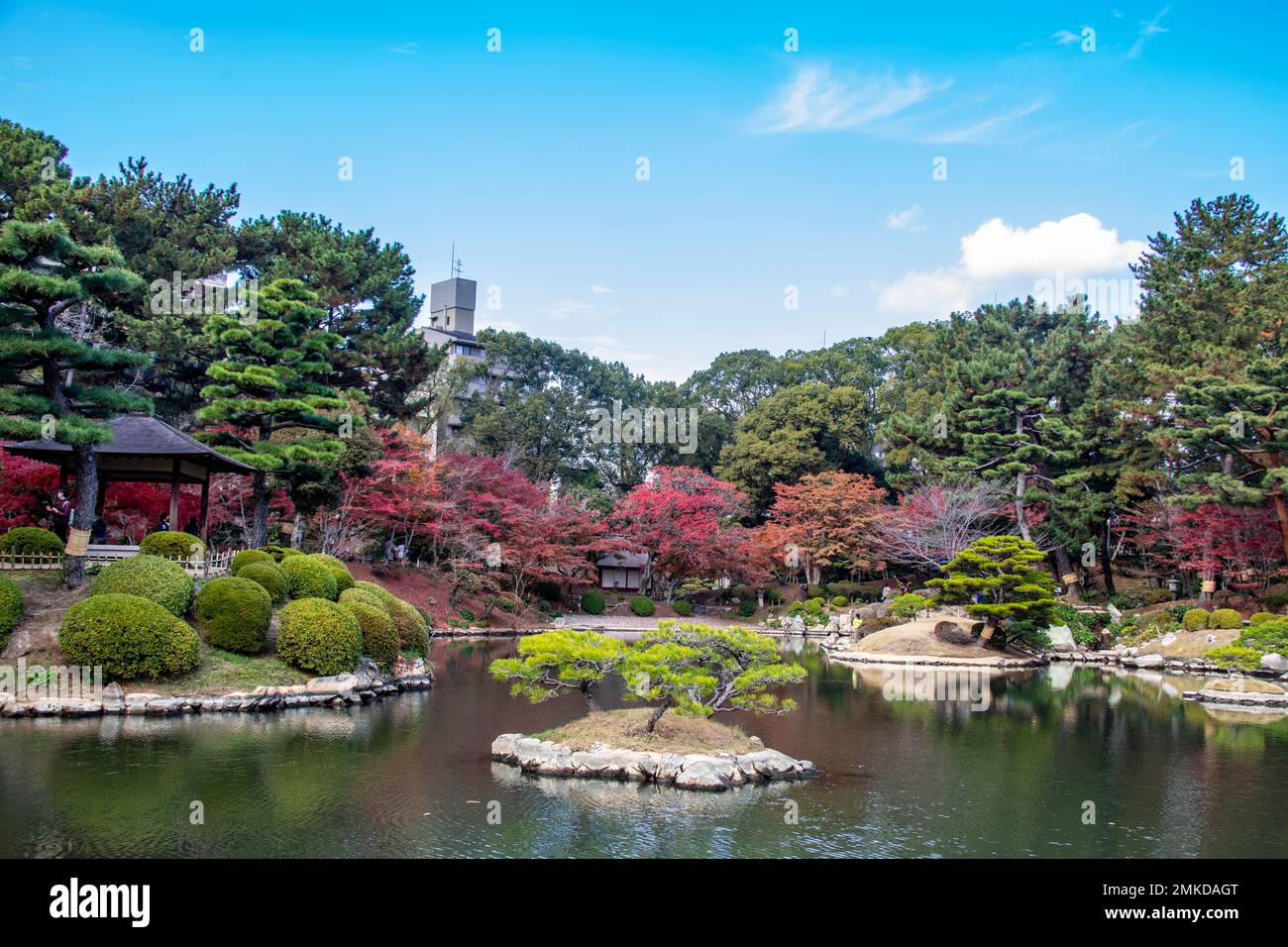 the beautiful autumn view in Shukkei-en, a historic Japanese garden in ...