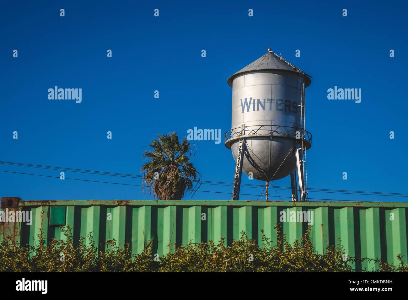 The water tower in the small town of Winters in Northern California ...