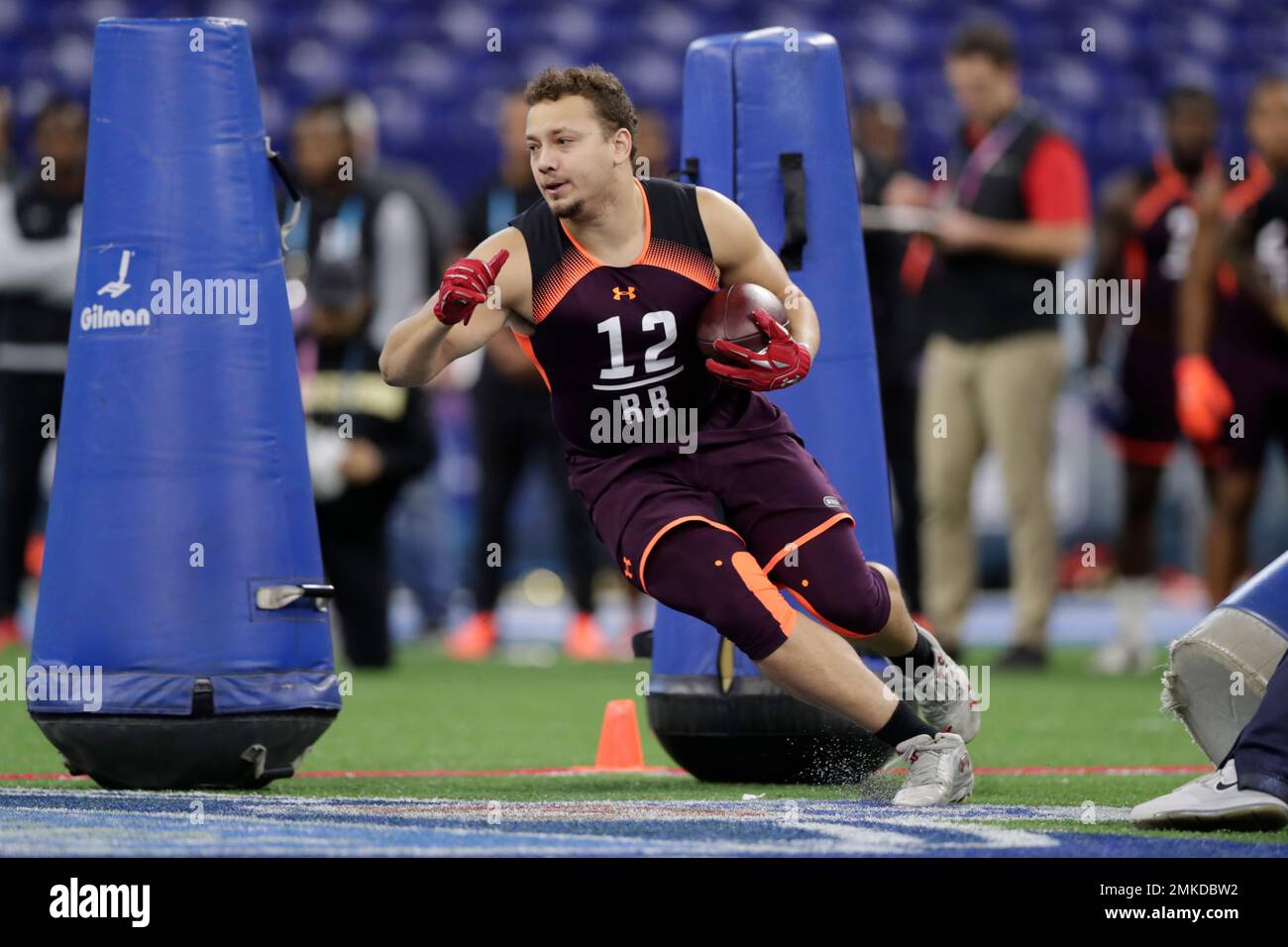 Wisconsin running back Alec Ingold runs a drill at the NFL football ...