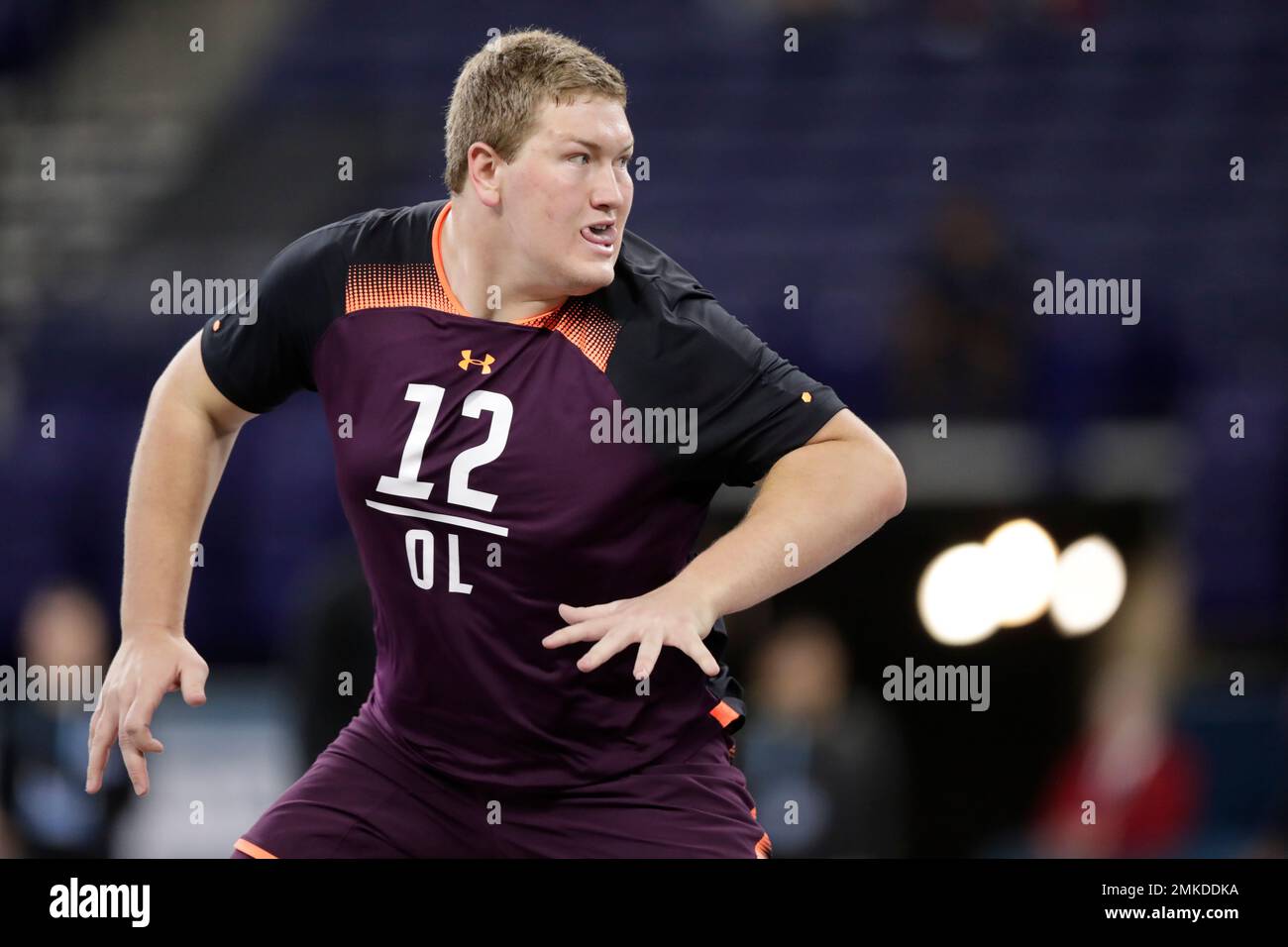 Wisconsin offensive lineman Michael Deiter runs a drill at the NFL ...