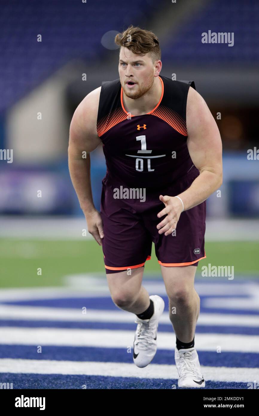 Missouri offensive lineman Paul Adams runs a drill at the NFL football ...