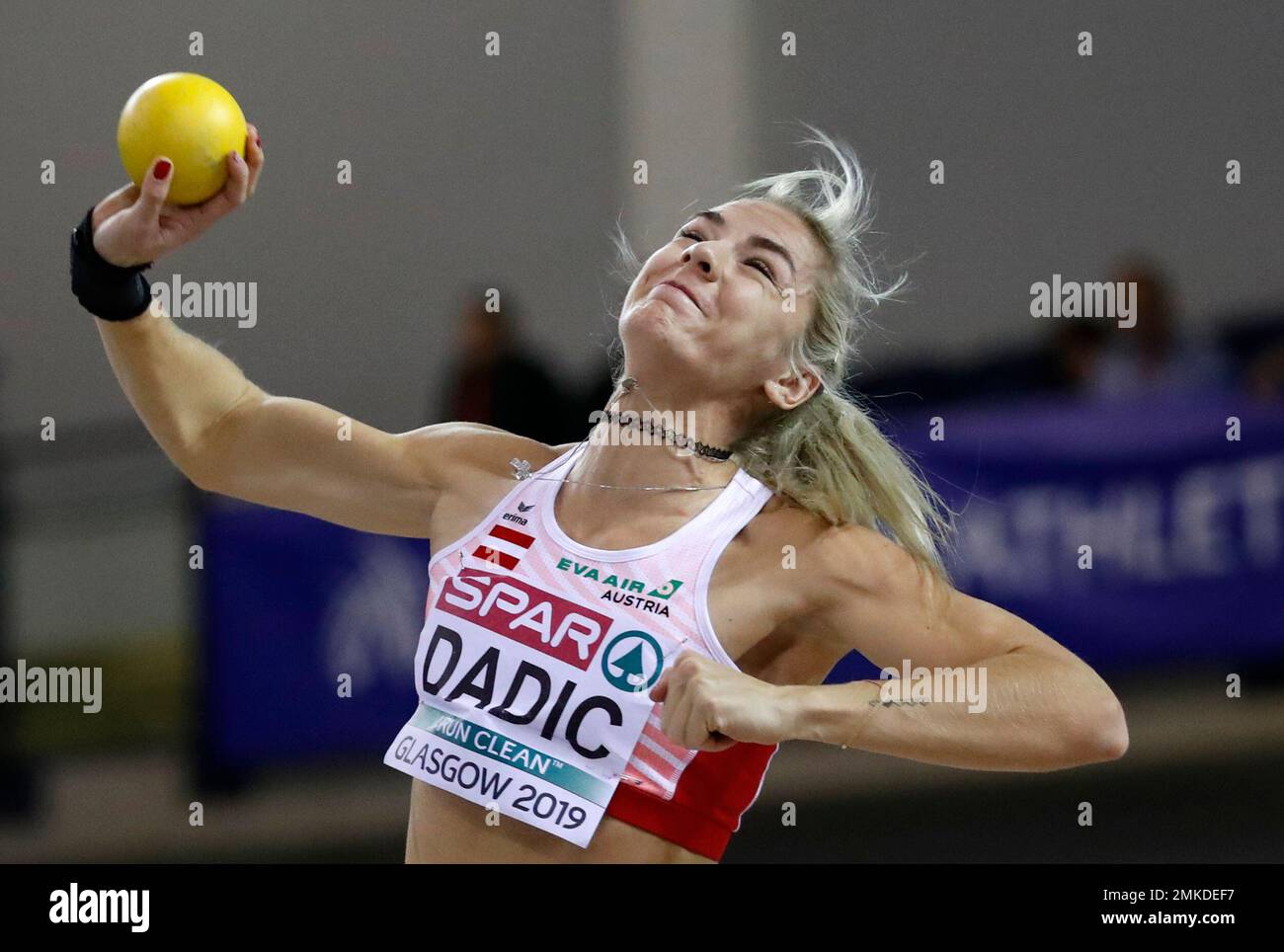 Ivona Dadic of Austria makes an attempt in the shot put of the ...