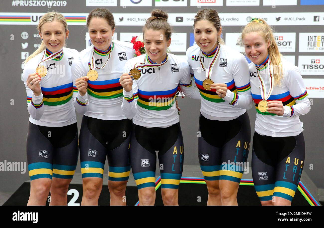 Team Australia riders pose with the gold medals after victory in the ...