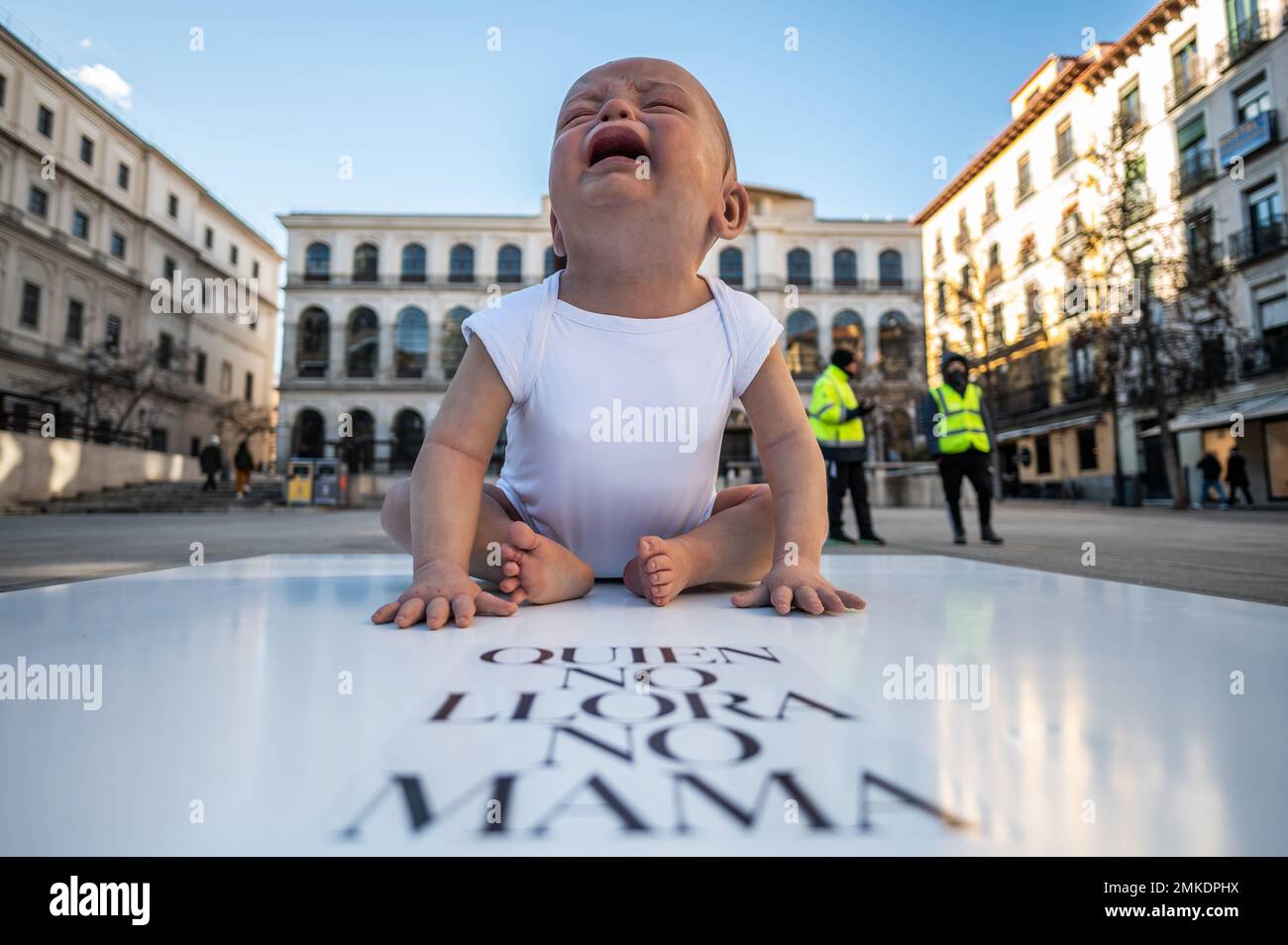 Madrid, Spain. 28th Jan, 2023. An hyperrealistic large sculpture of a ...
