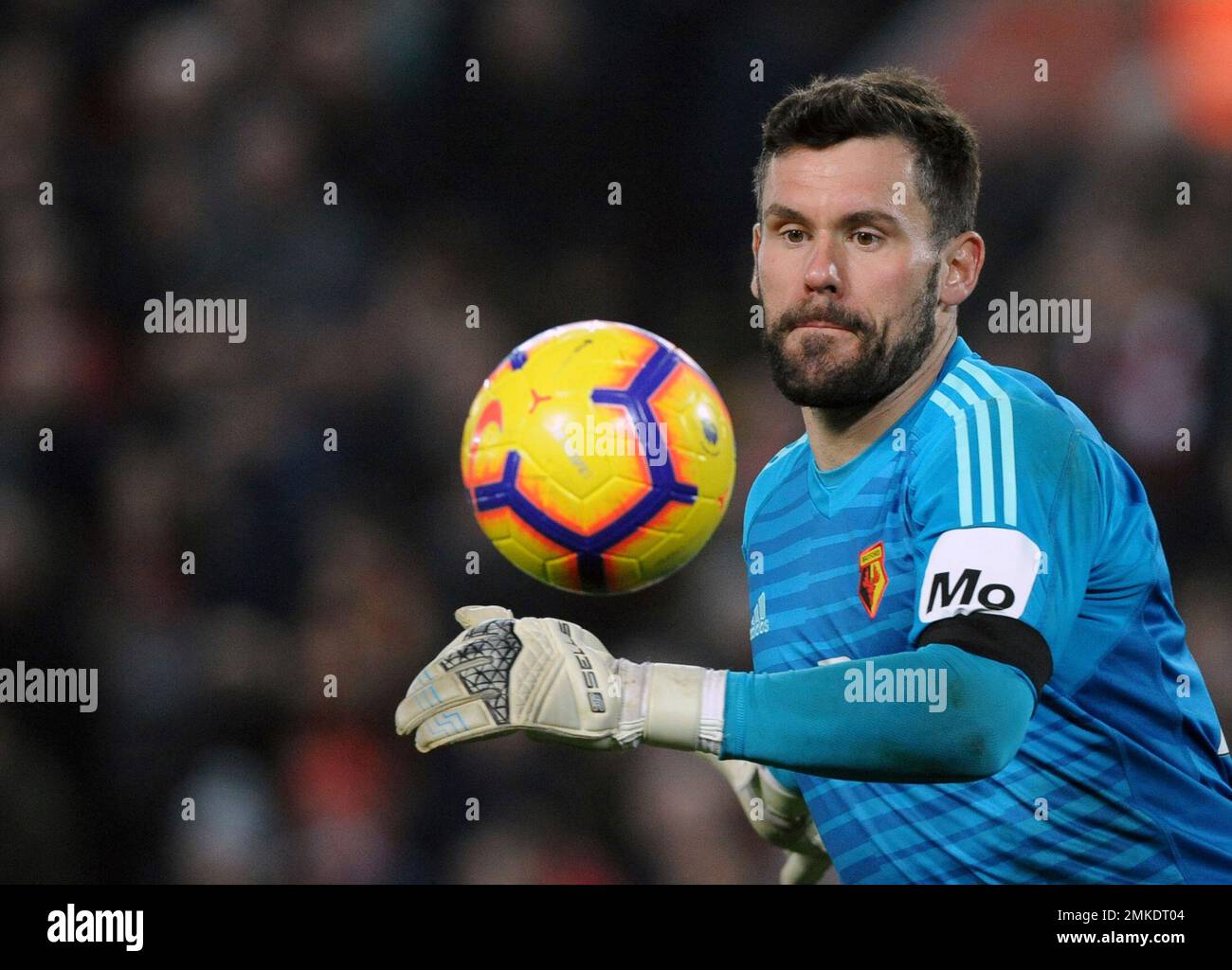 Watford goalkeeper Ben Foster makes a save during the English Premier ...
