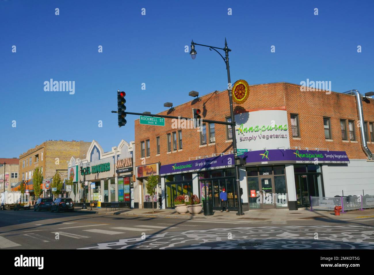 Devon Avenue Indian restaurants and shops, Chicago, Illinois, USA Stock ...
