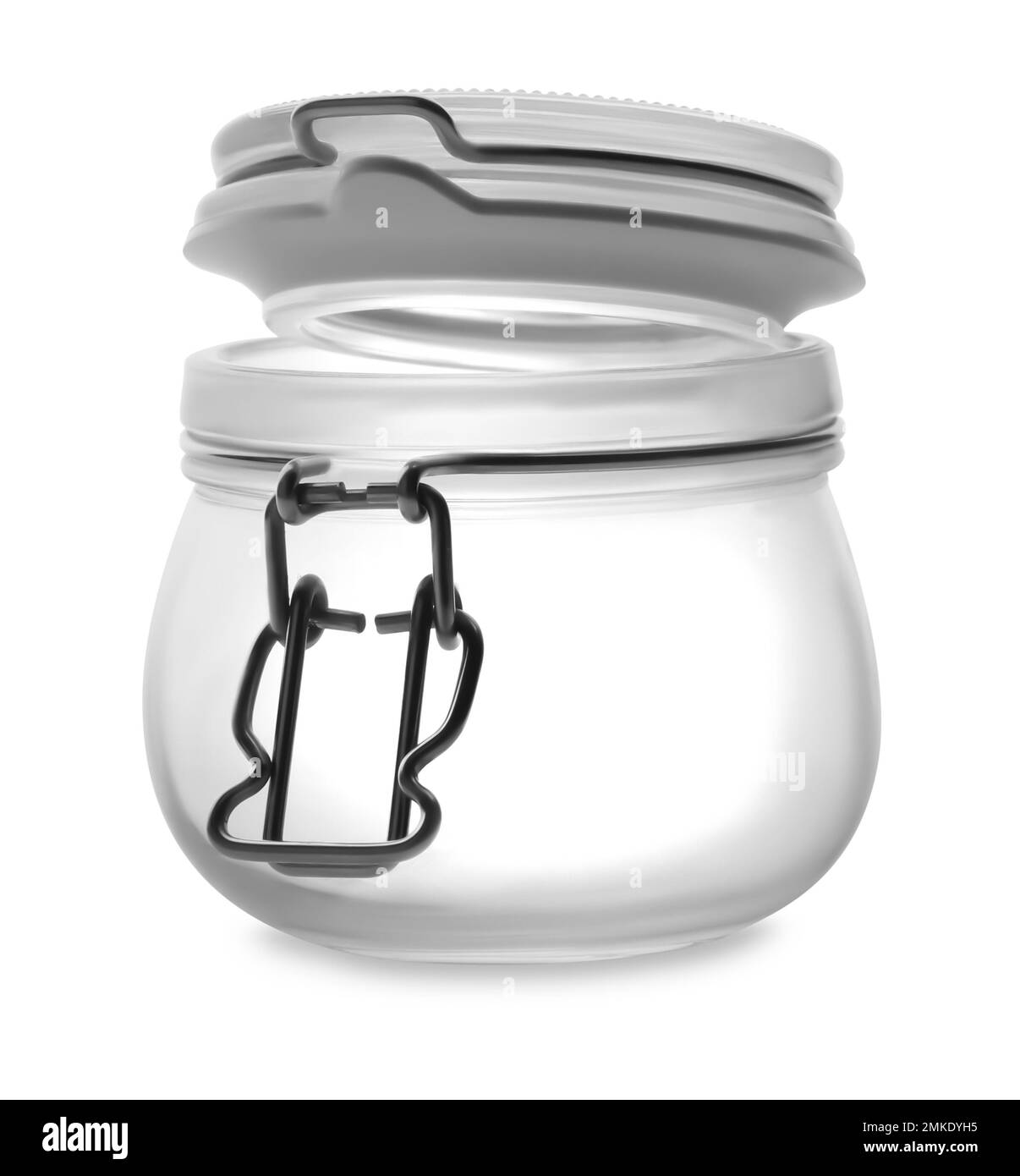 Open empty glass jar isolated on white Stock Photo - Alamy