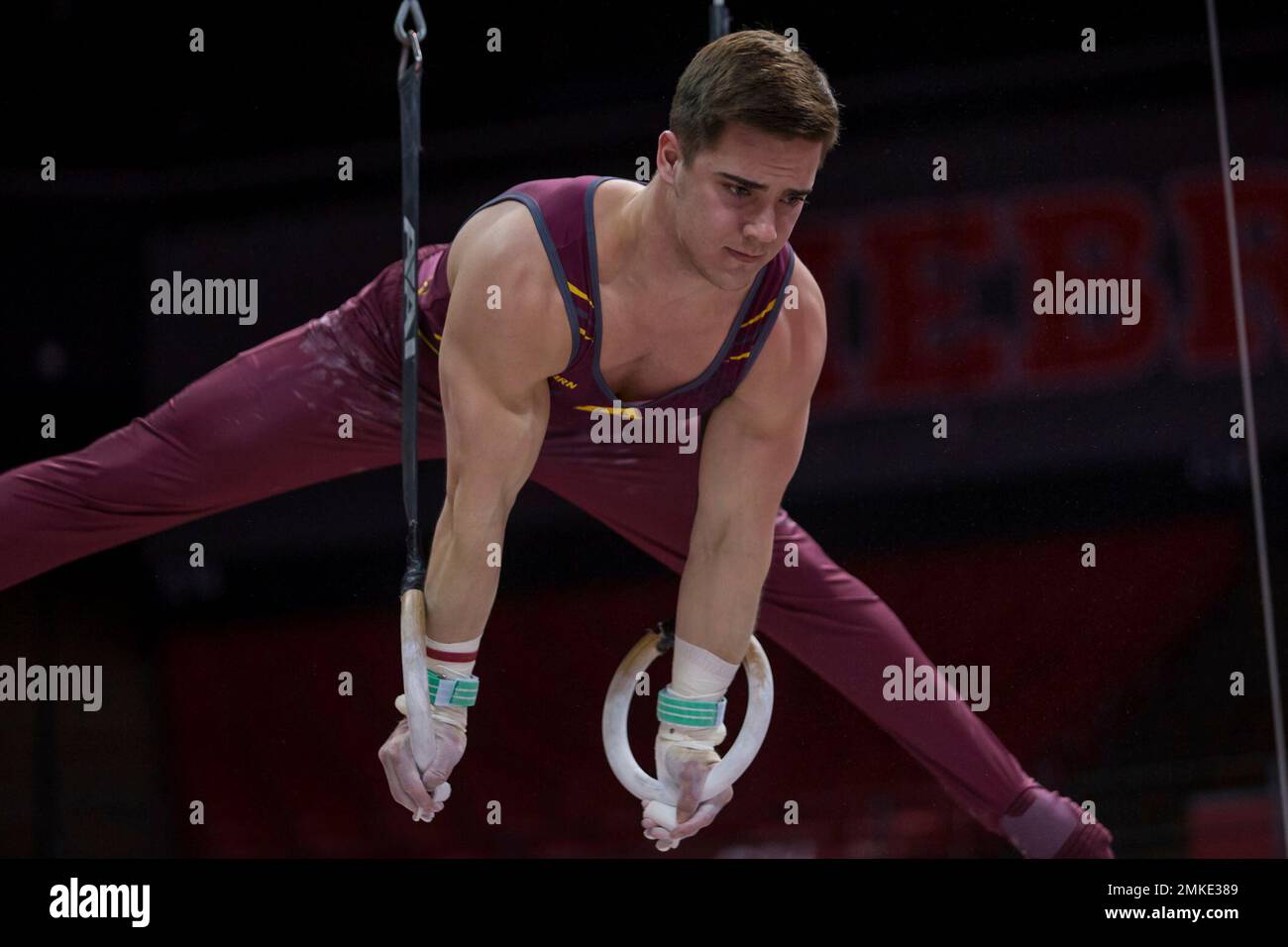 Minnesota's Colton Dee performing on the rings during a Nebraska ...