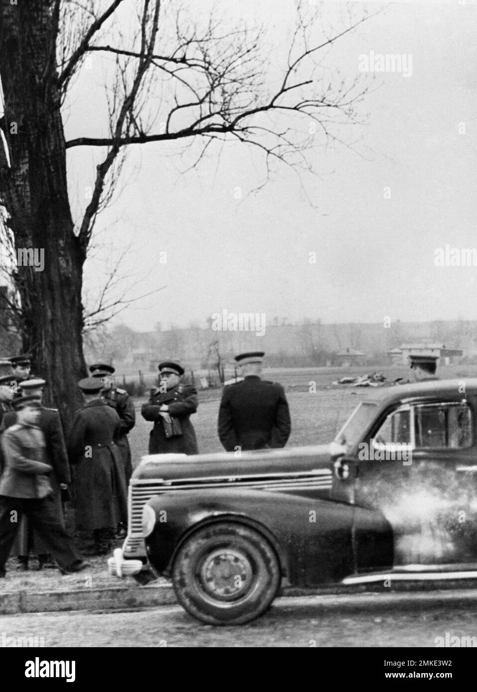 The wreckage of a Soviet fighter plane which crashed in the British ...