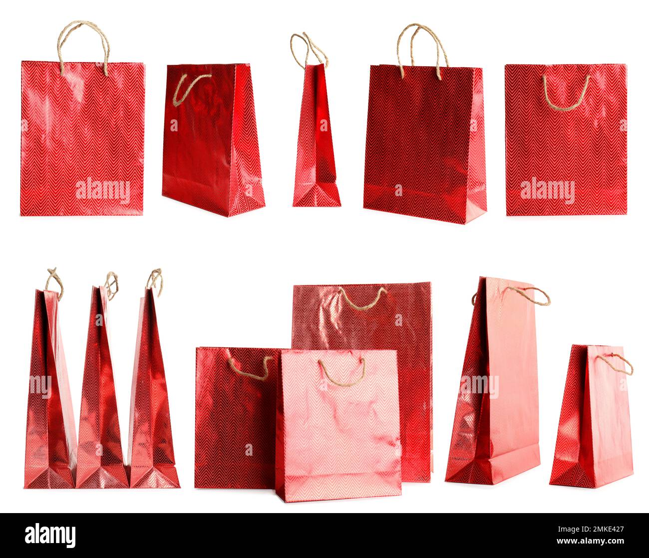 Set of paper shopping bags on white background Stock Photo - Alamy