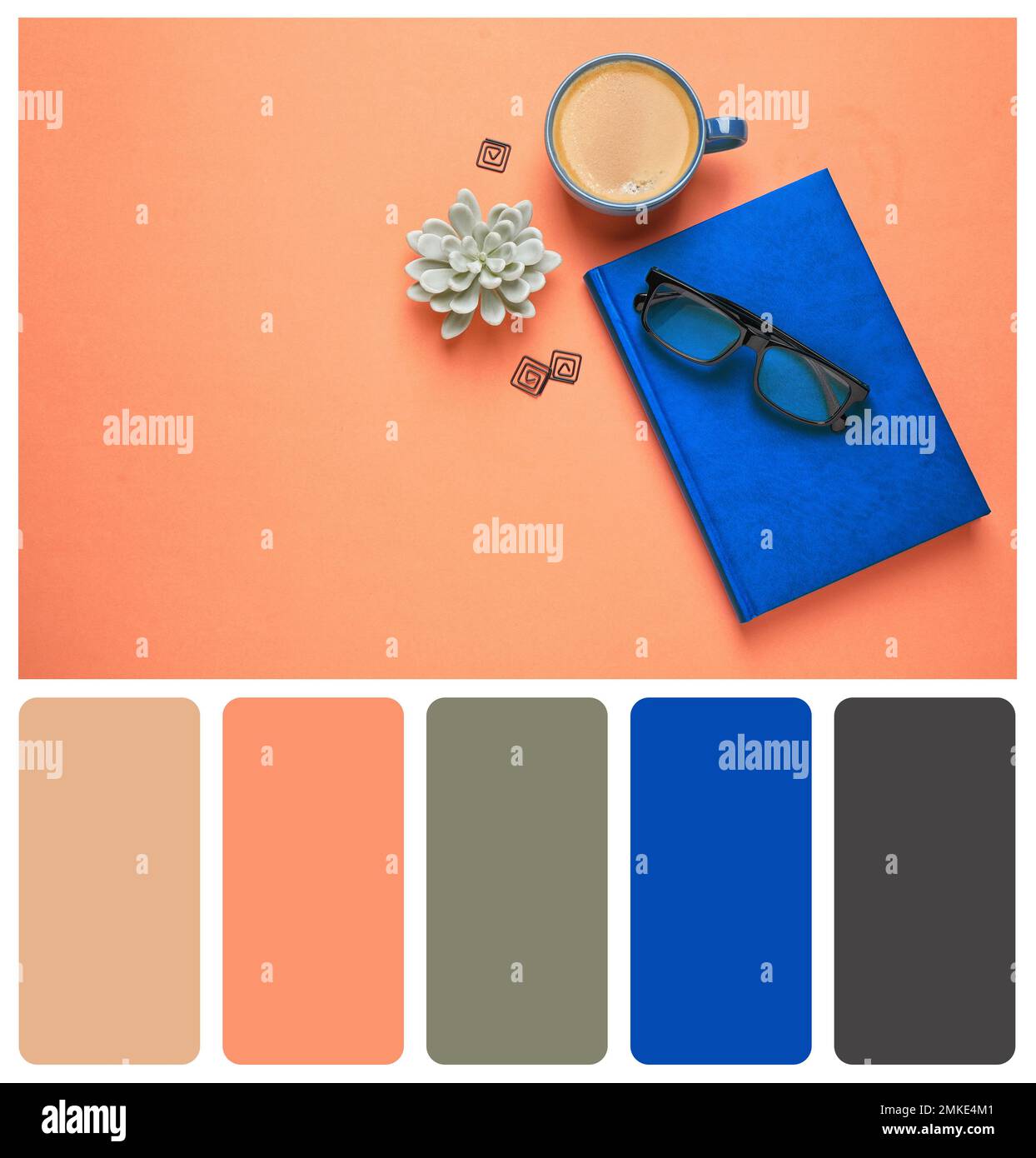 Flat lay composition inspired by color of the year 2020 (Classic blue ...