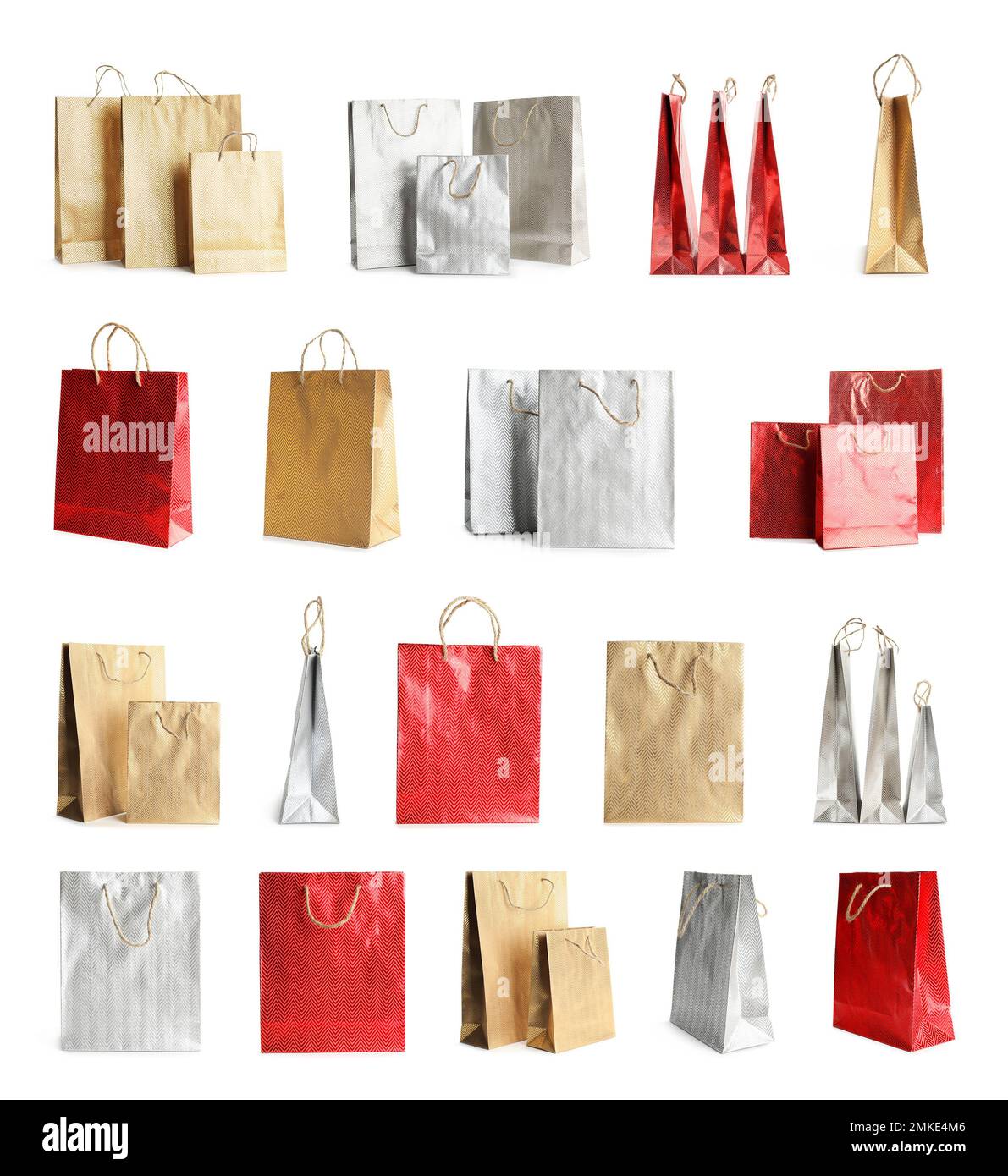 Set of paper shopping bags on white background Stock Photo - Alamy