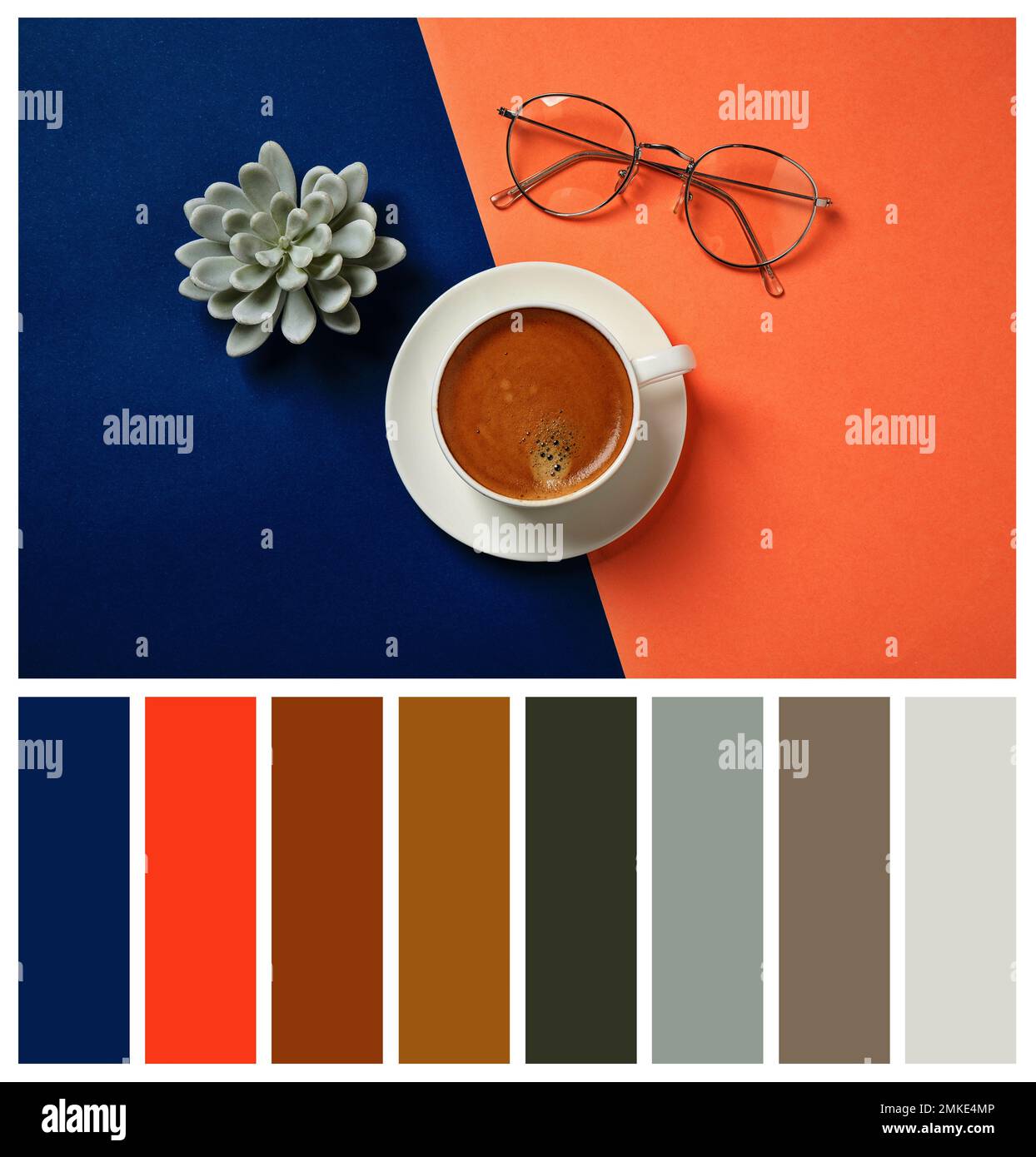 Flat lay composition inspired by color of the year 2020 (Classic blue ...