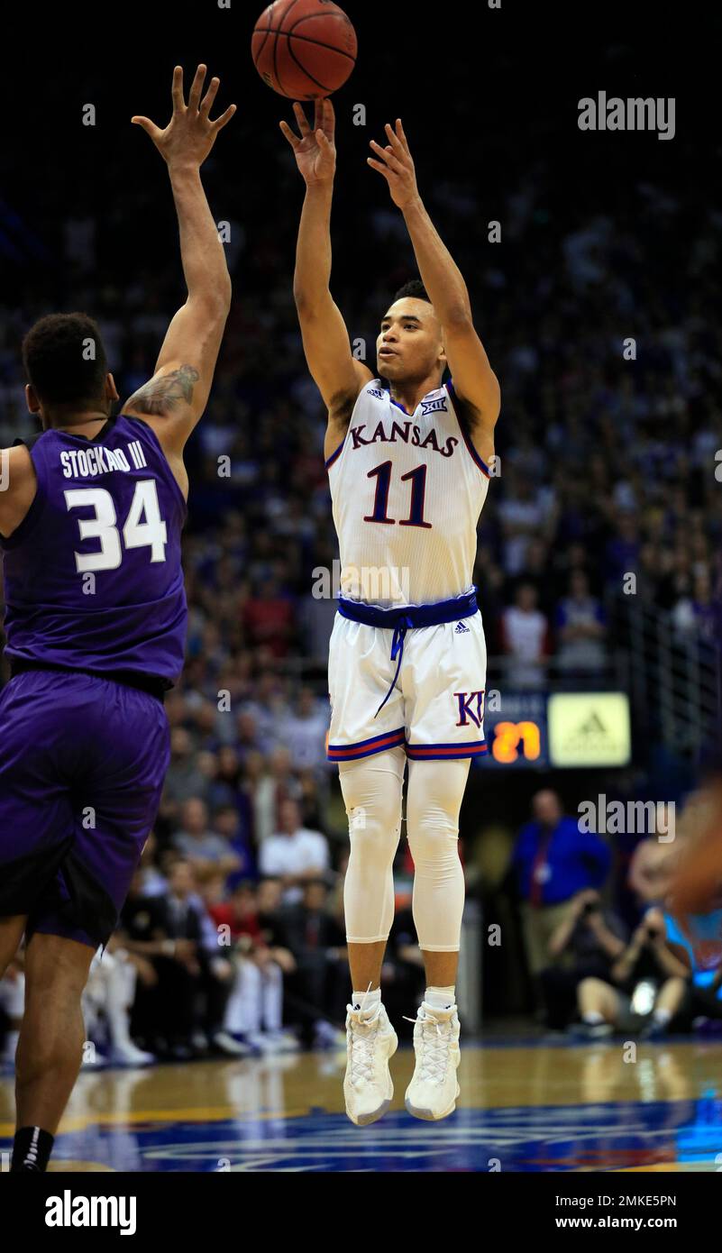 Kansas guard Devon Dotson (11) during the first half of an NCAA college ...