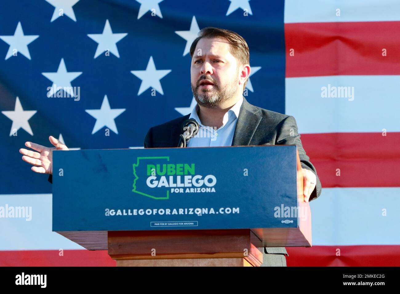 Arizona Representative Ruben Gallego formally kicks off his campaign with a launch event at ...