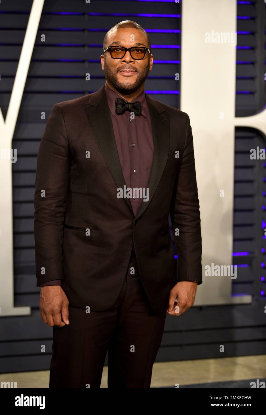 Tyler Perry arrives at the Vanity Fair Oscar Party on Sunday, Feb. 24 ...