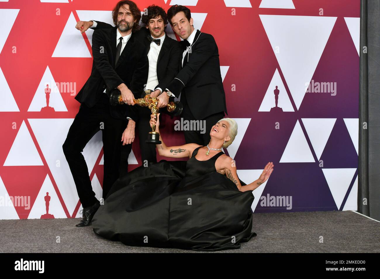 Lady Gaga, front, Andrew Wyatt, from back left, Anthony Rossomando, and ...