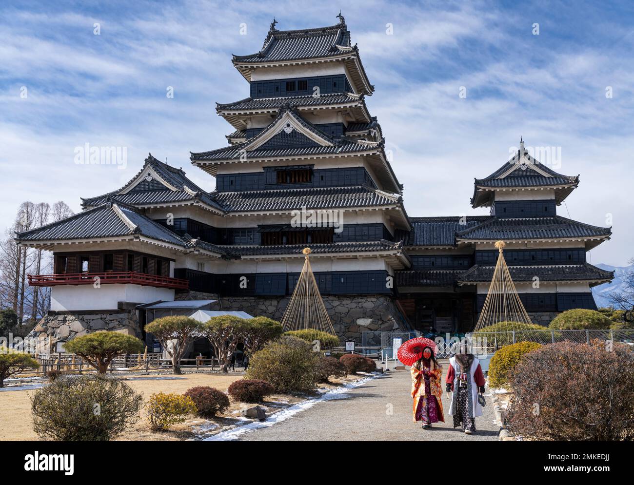 The main keep of Matsumoto Castle in Nagano Prefecture, Japan, with ...