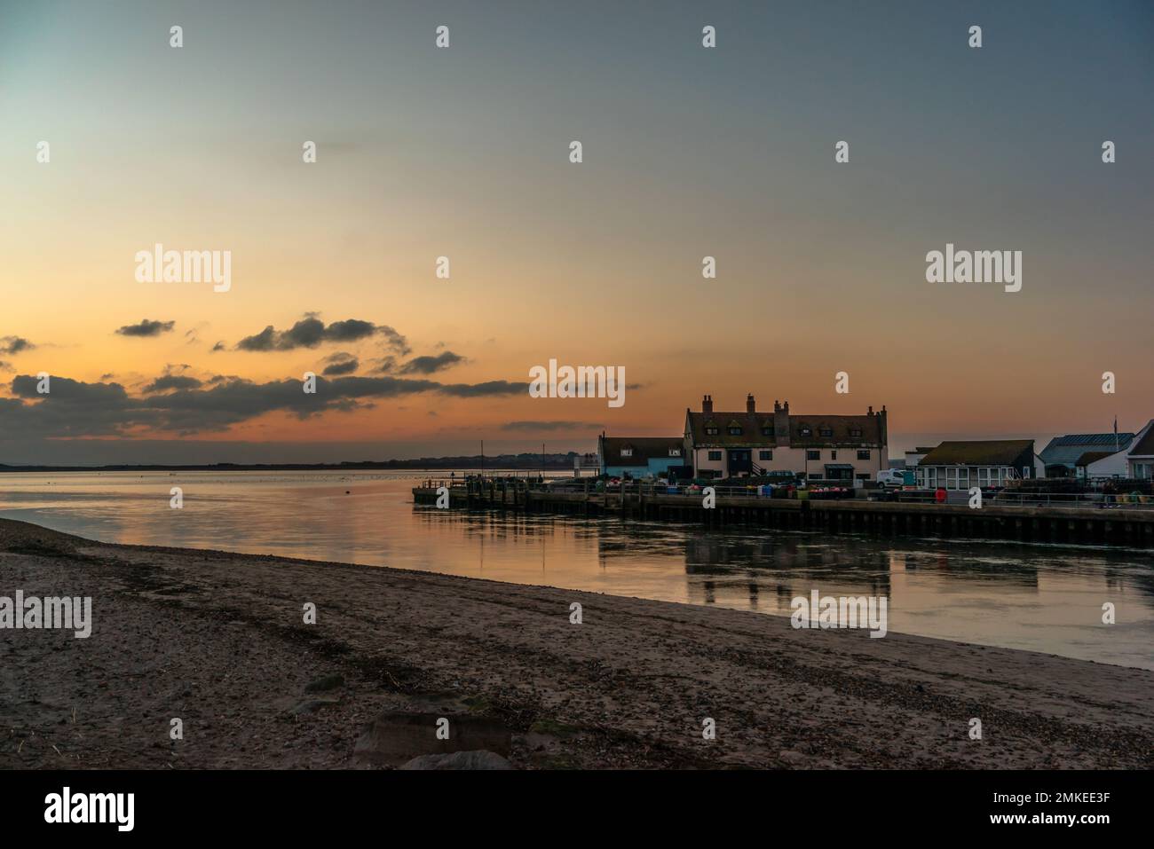 Mudeford Quay and Mudeford Sandbank during sunset, Christchurch, Dorset ...