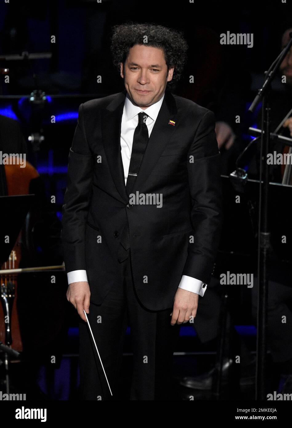 Gustavo Dudamel reacts to the audience after conducting the LA ...