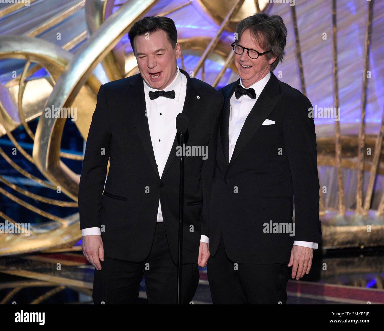 Mike Myers, left, and Dana Carvey introduce "Bohemian Rhapsody" at the ...