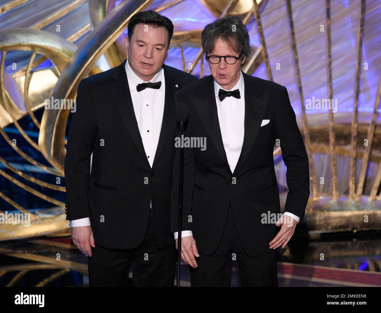 Mike Myers, left, and Dana Carvey introduce "Bohemian Rhapsody" at the ...