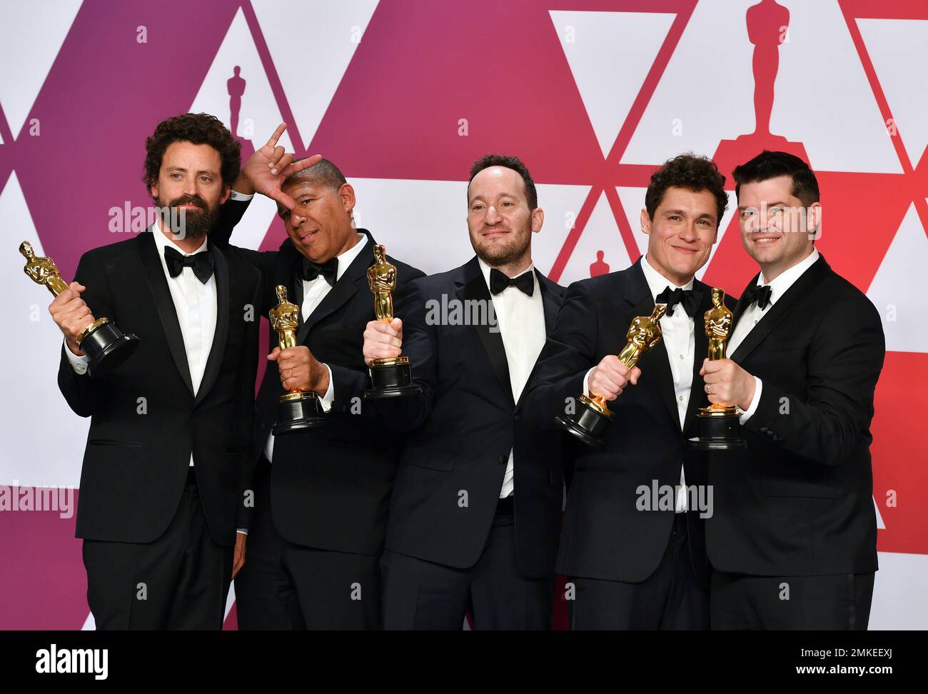 Bob Persichetti, from left, Peter Ramsey, Rodney Rothman, Phil Lord and ...