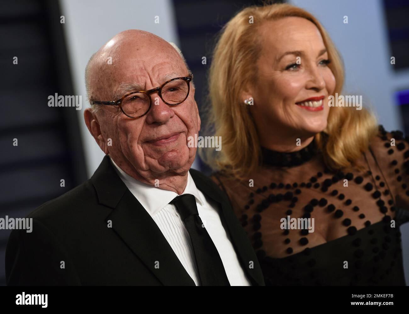 Rupert Murdoch, left, and Jerry Hall arrive at the Vanity Fair Oscar ...