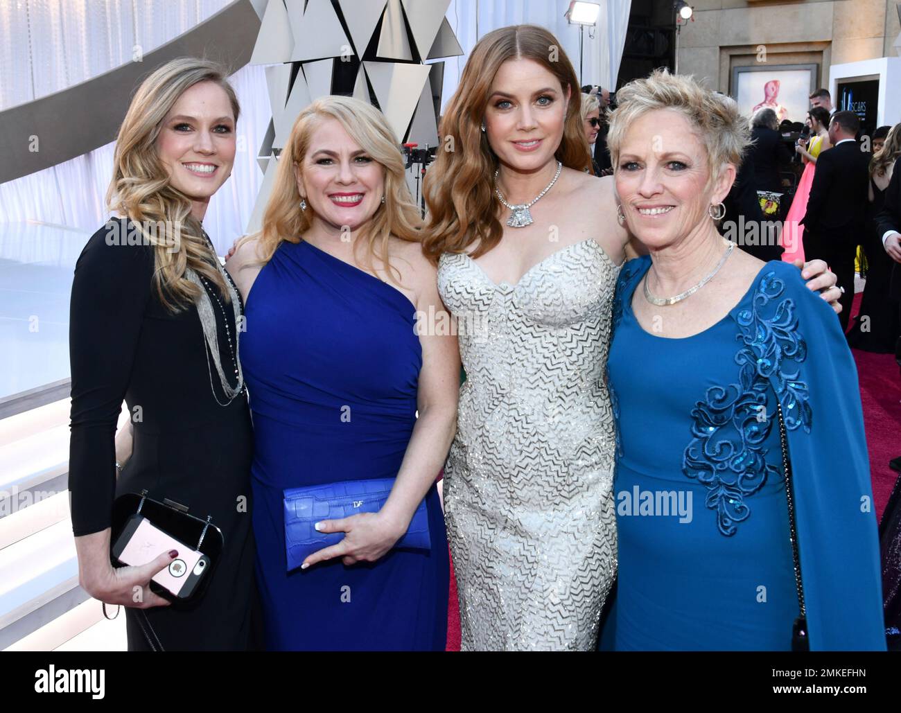 Anna Adams, from left, Julie Adams, Amy Adams, and Kathryn Adams arrive at the Oscars on Sunday ...