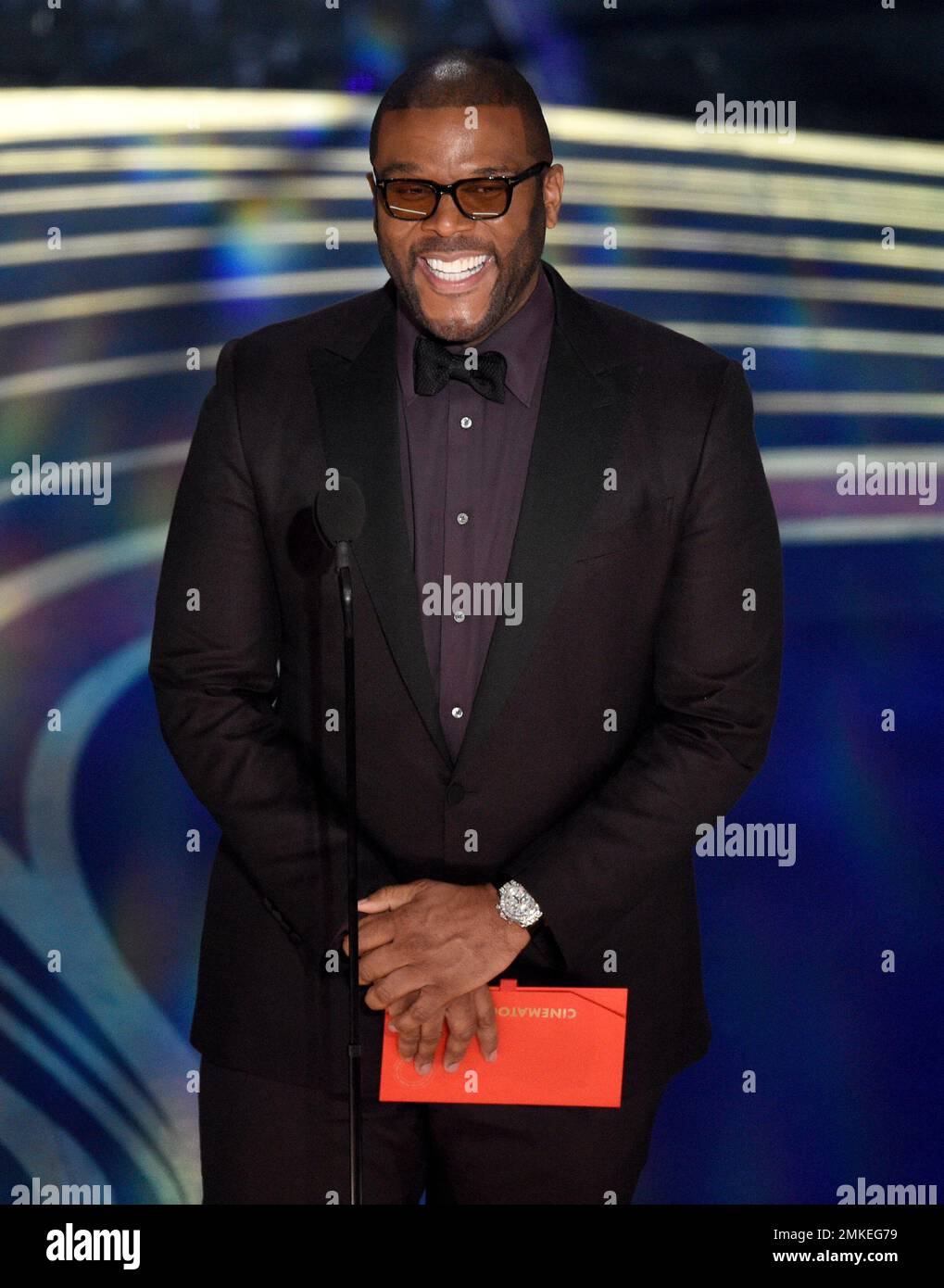 Tyler Perry presents the award for best cinematography at the Oscars on ...