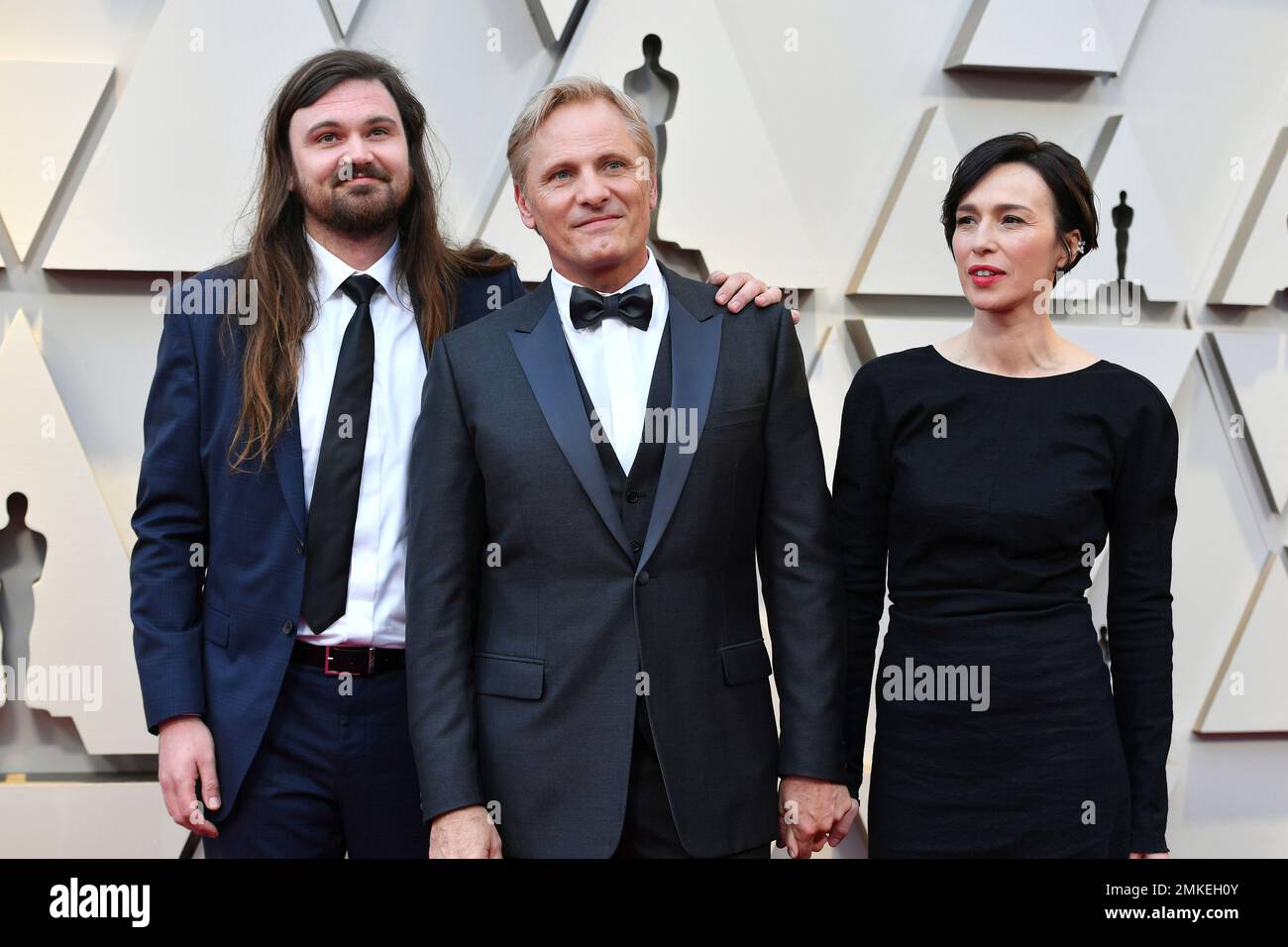 Henry Mortensen, from left, Viggo Mortensen, and Ariadna Gil arrive at ...