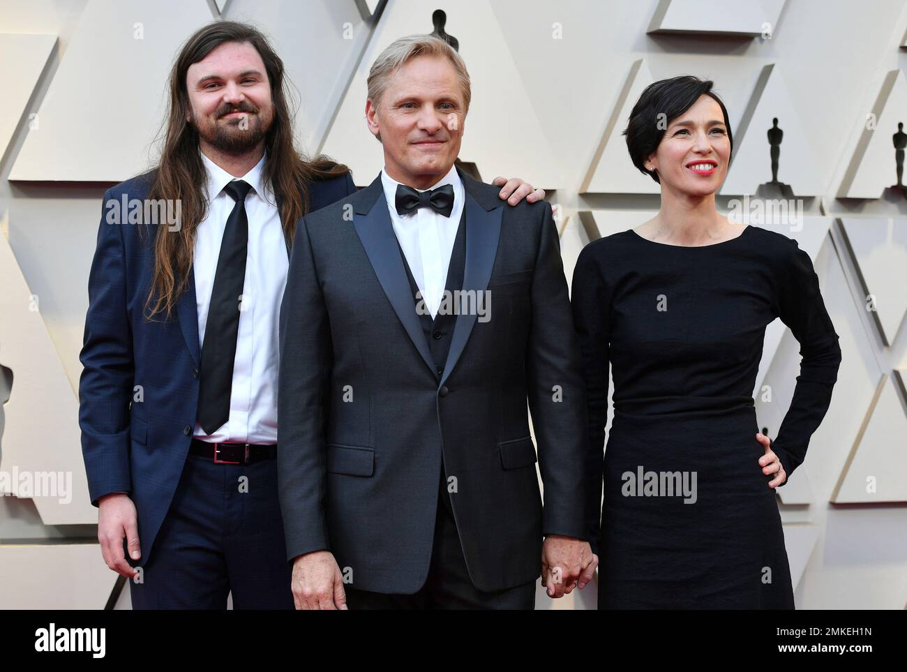 Henry Mortensen, from left, Viggo Mortensen, and Ariadna Gil arrive at ...
