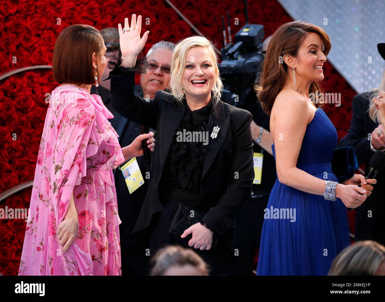 Maya Rudolph, from left, Amy Poehler and Tina Fey arrive at the Oscars ...