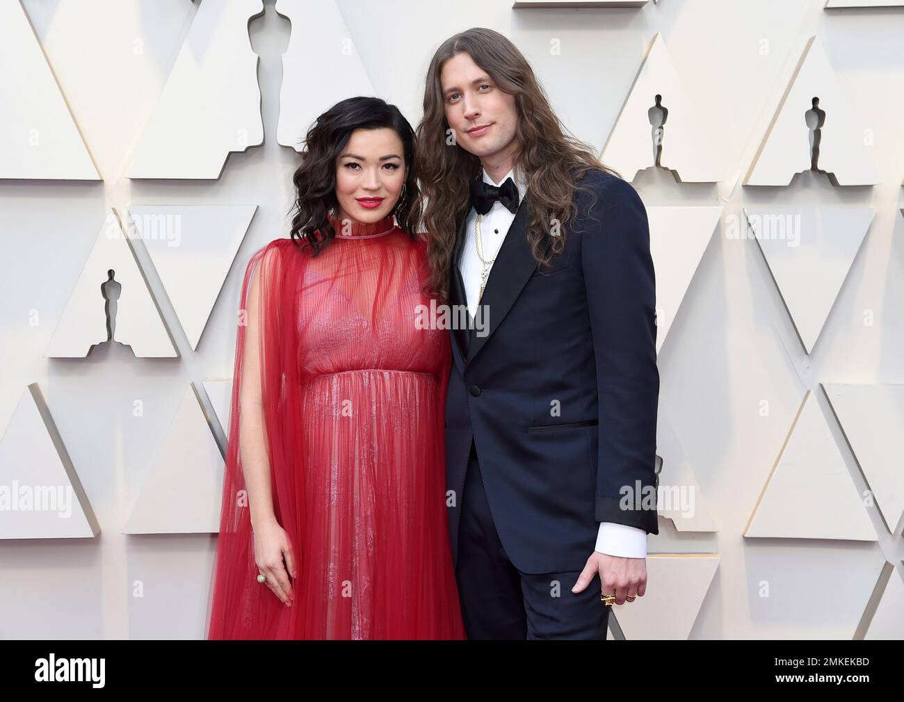 Serena Goransson, left, and Ludwig Goransson arrive at the Oscars on ...