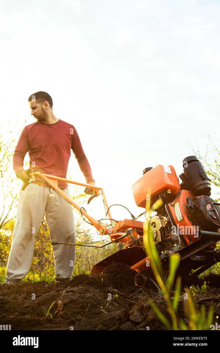 Walk behind harvester hi-res stock photography and images - Alamy