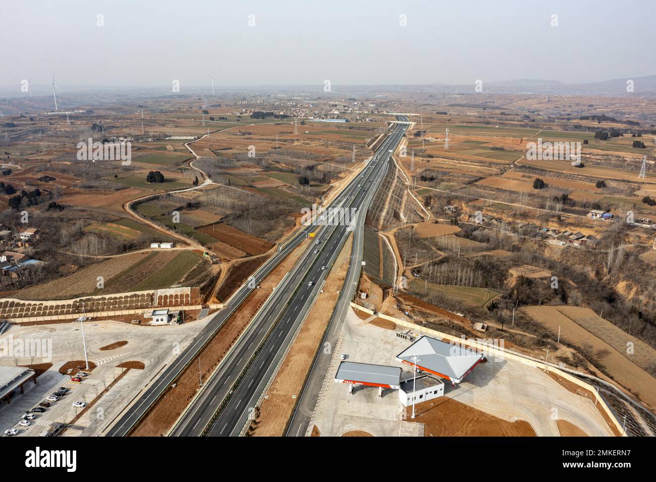 Aerial photo shows vehicles driving on Yichuan-Xin'an expressway in Luoyang City, central China ...