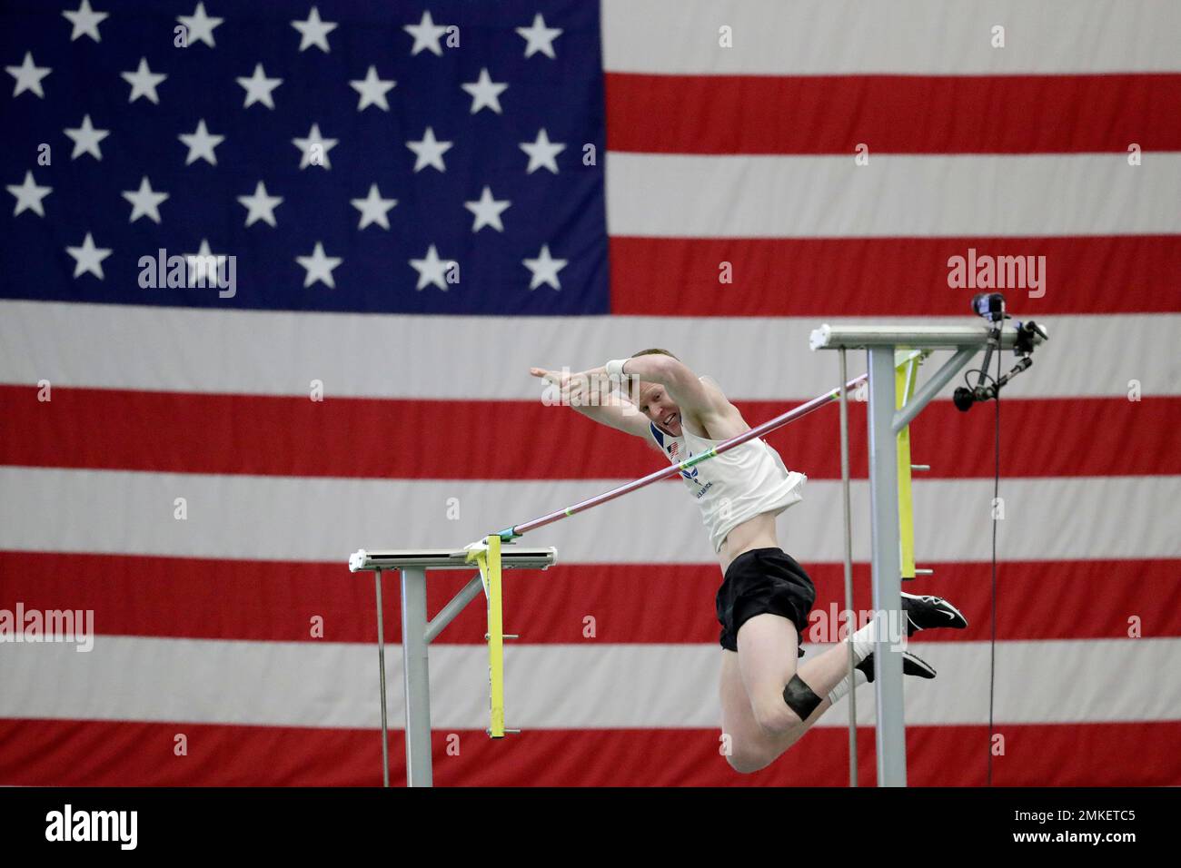 Dylan Bell, of the United States Air Force, competes in the men's pole ...
