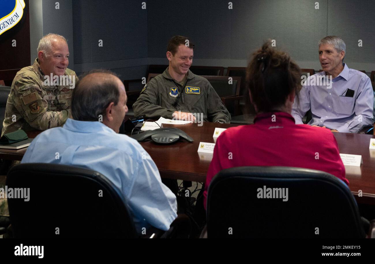 U.S. Air Force Col. Daniel Diehl, 509th Bomb Wing commander, conducts a ...