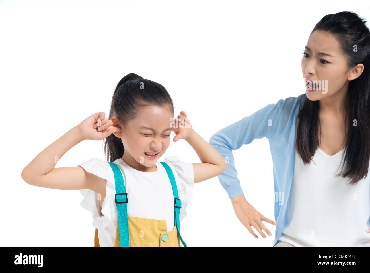 The young mother scolded his daughter Stock Photo - Alamy