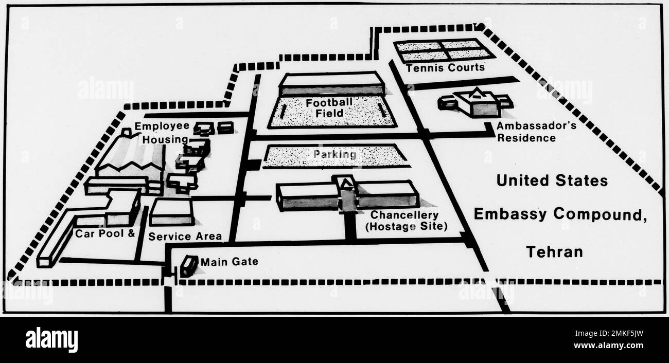 This drawing shows the layout of the American Embassy compounds in ...