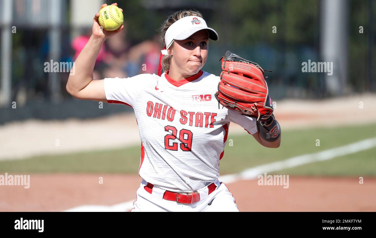 Ohio State third baseman Ashley Prange #29 during an NCAA softball game ...