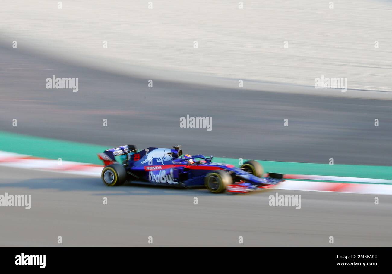 Toro Rosso driver Alexander Albon of Thailand steers his car during a ...