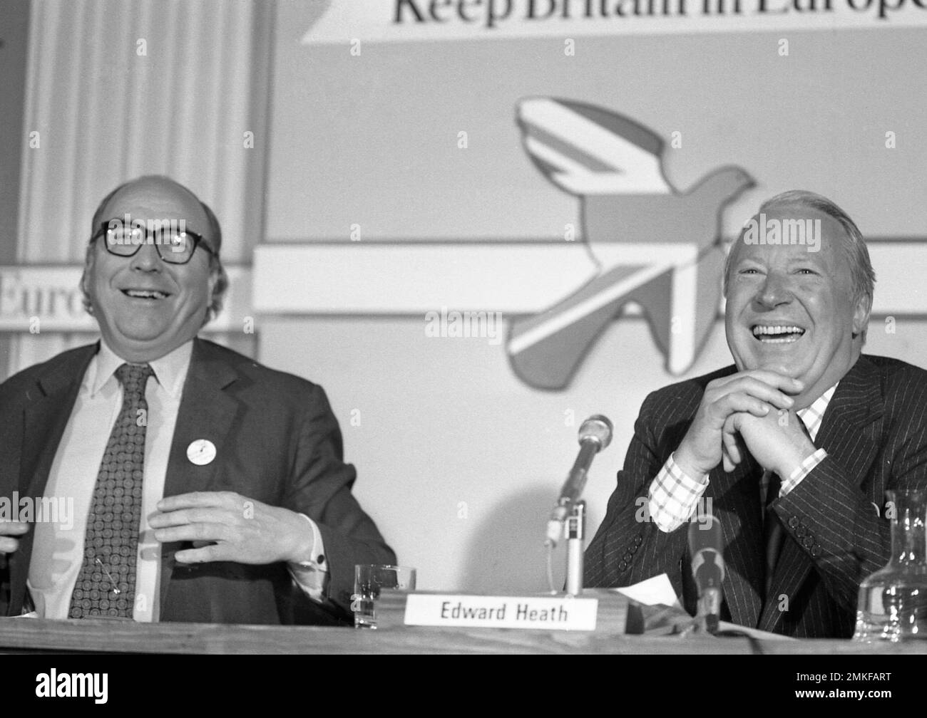 Britain's Home Secretary Roy Jenkins, left and former opposition leader ...