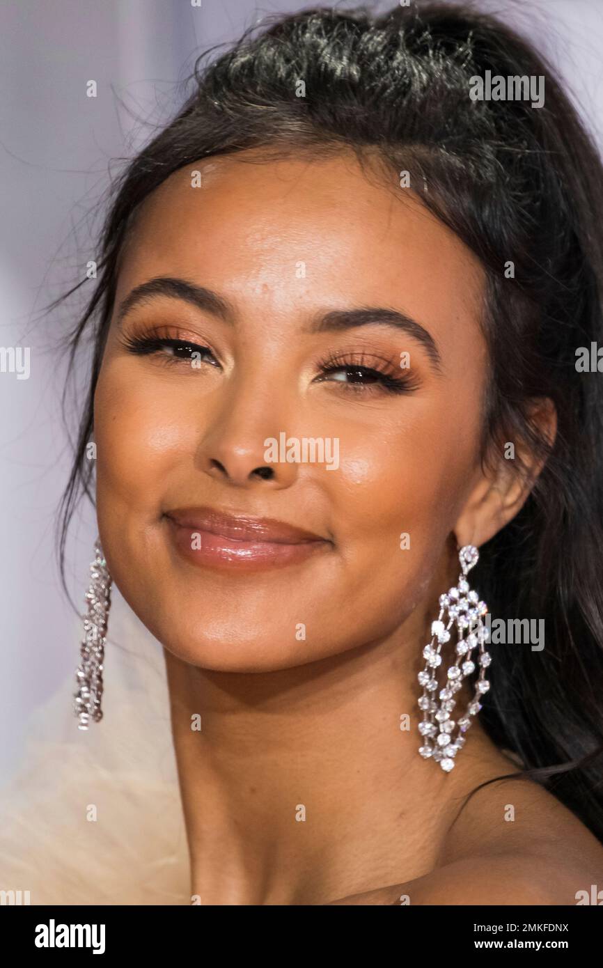 Maya Jama poses for photographers upon arrival at the Brit Awards in ...